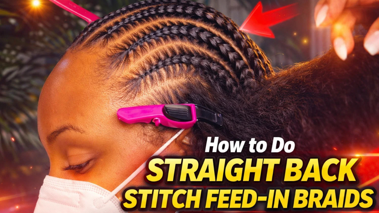 How to do straight back stitch feed-in braids