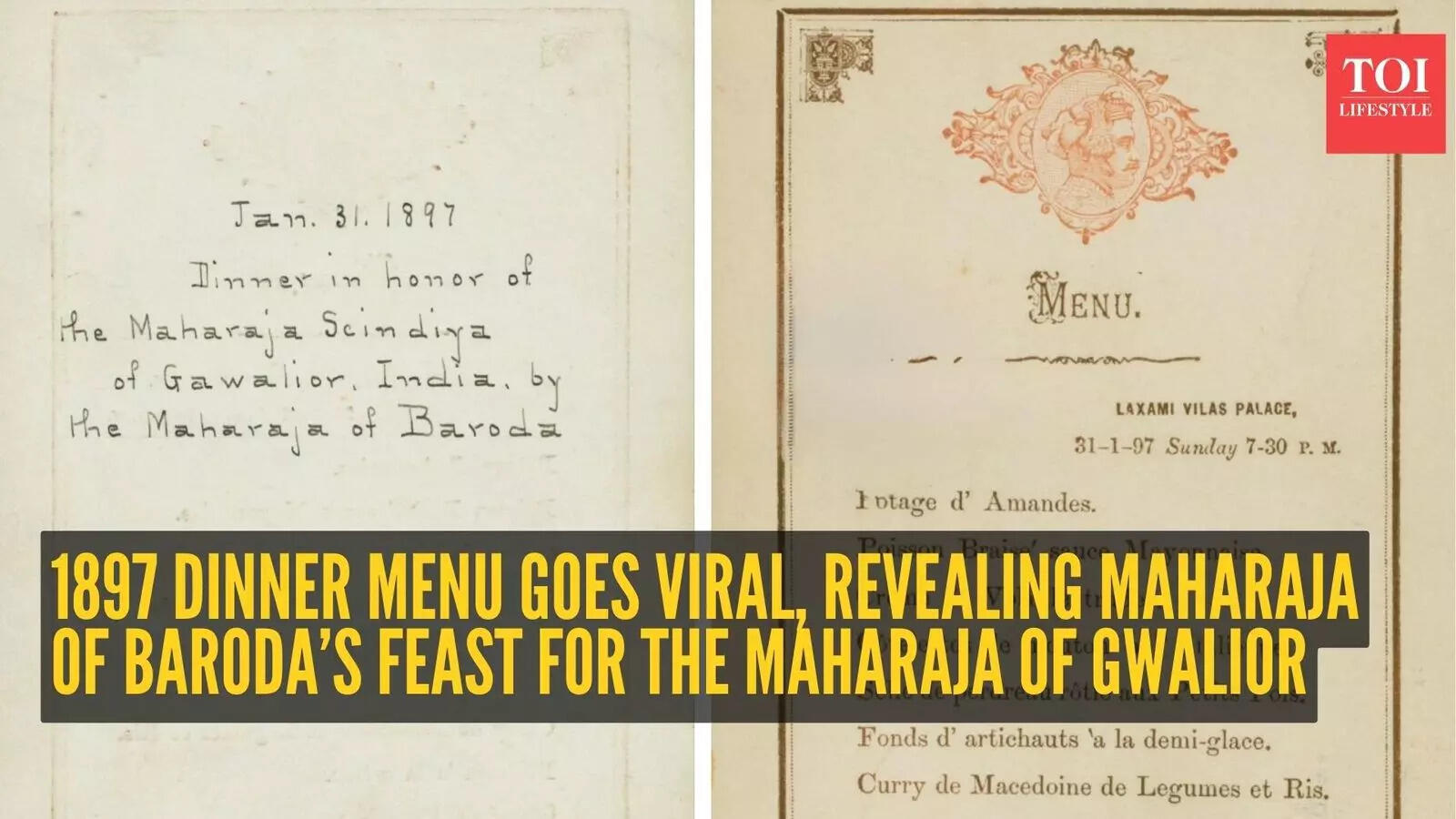 1897 dinner menu goes viral, revealing Maharaja of Baroda’s lavish ...