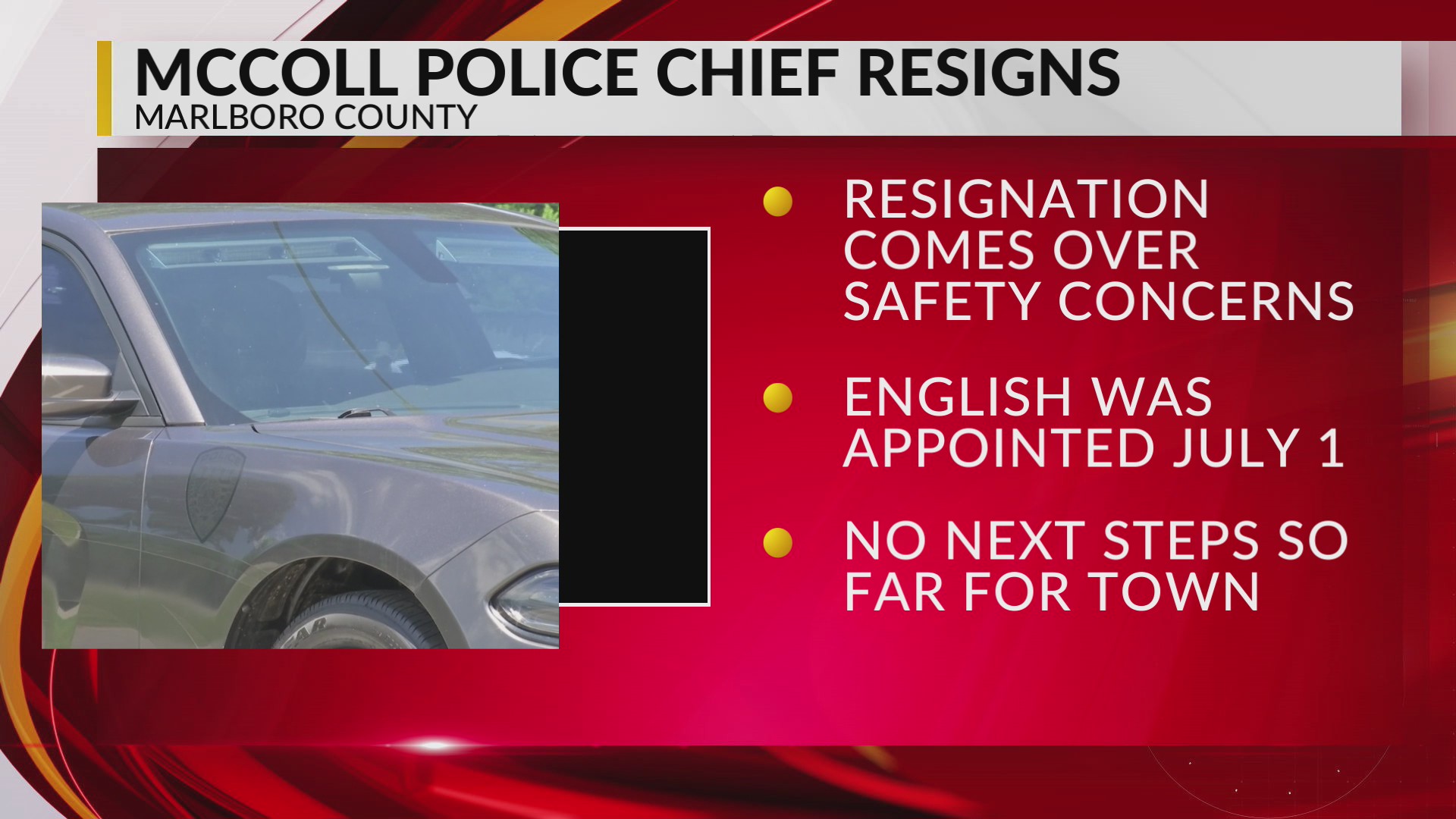 McColl police chief resigns over 'safety concerns'