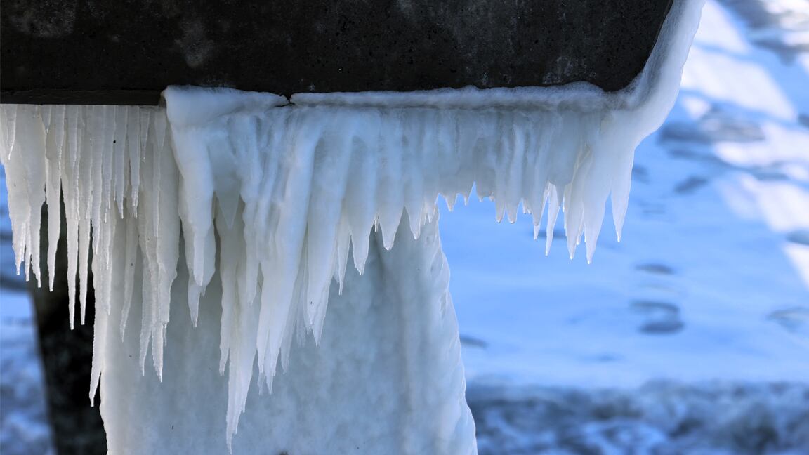 Frozen water forms icicles in Nags Head Monday morning