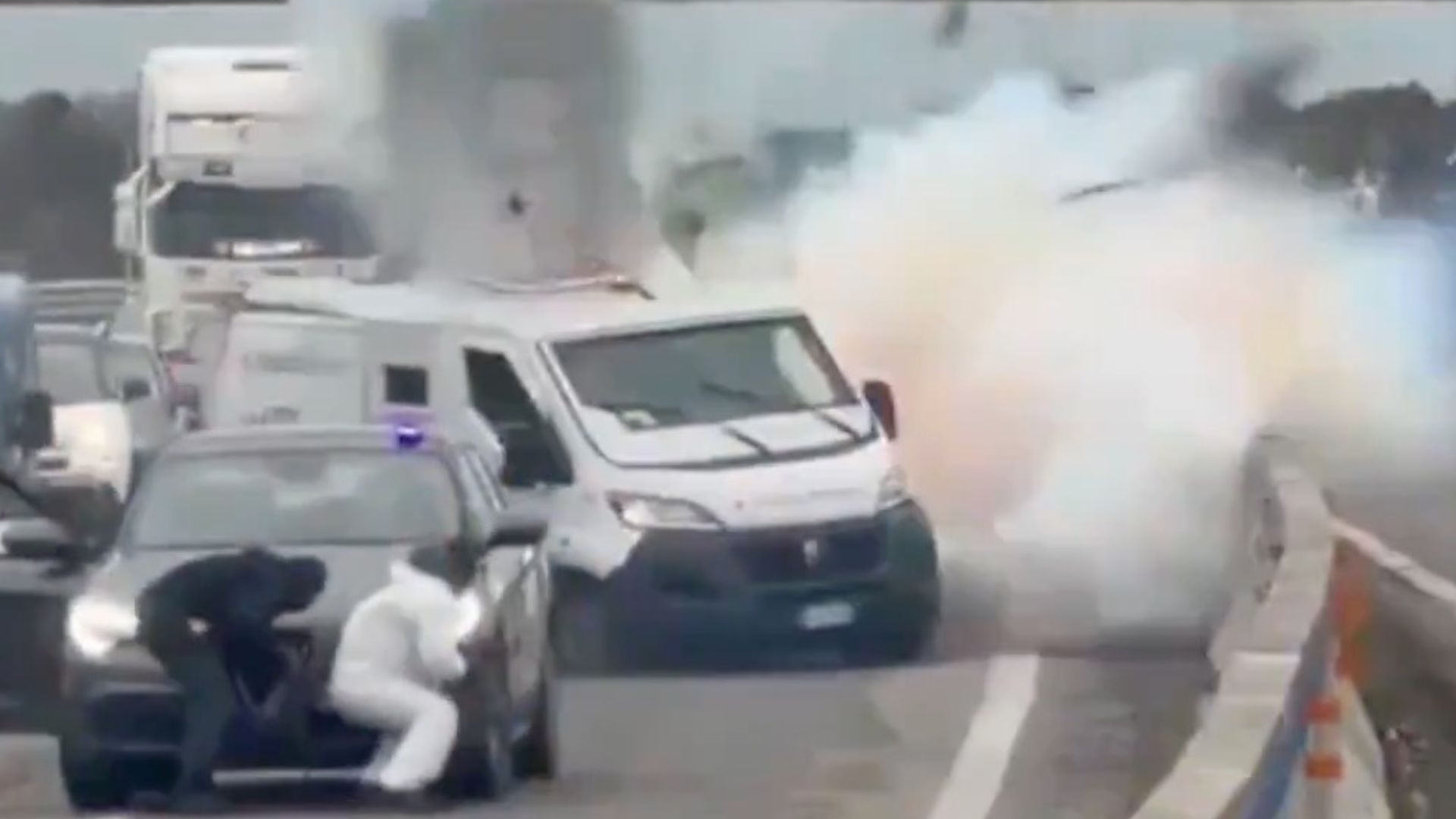 Watch: Gang of armed robbers blow open armored truck in brazen highway ...