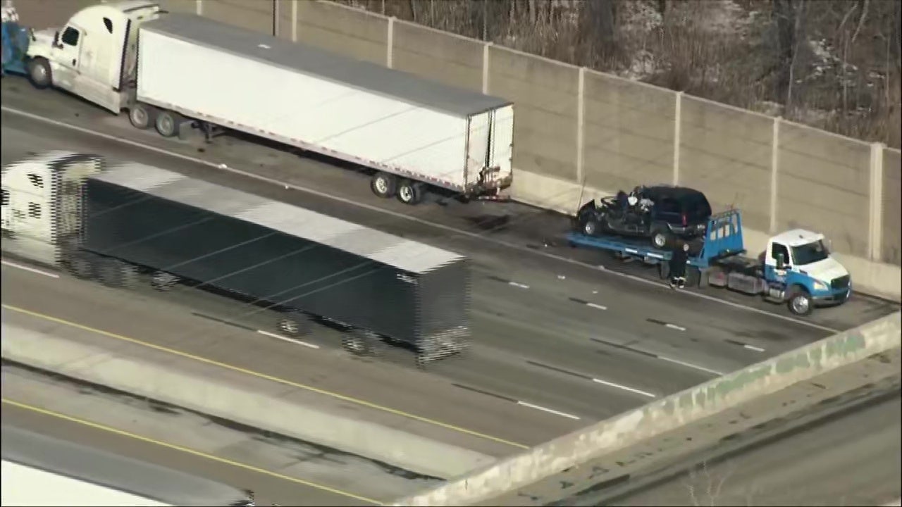 Vehicle slams into disabled semi on I-80/94, driver flown to Chicago ...