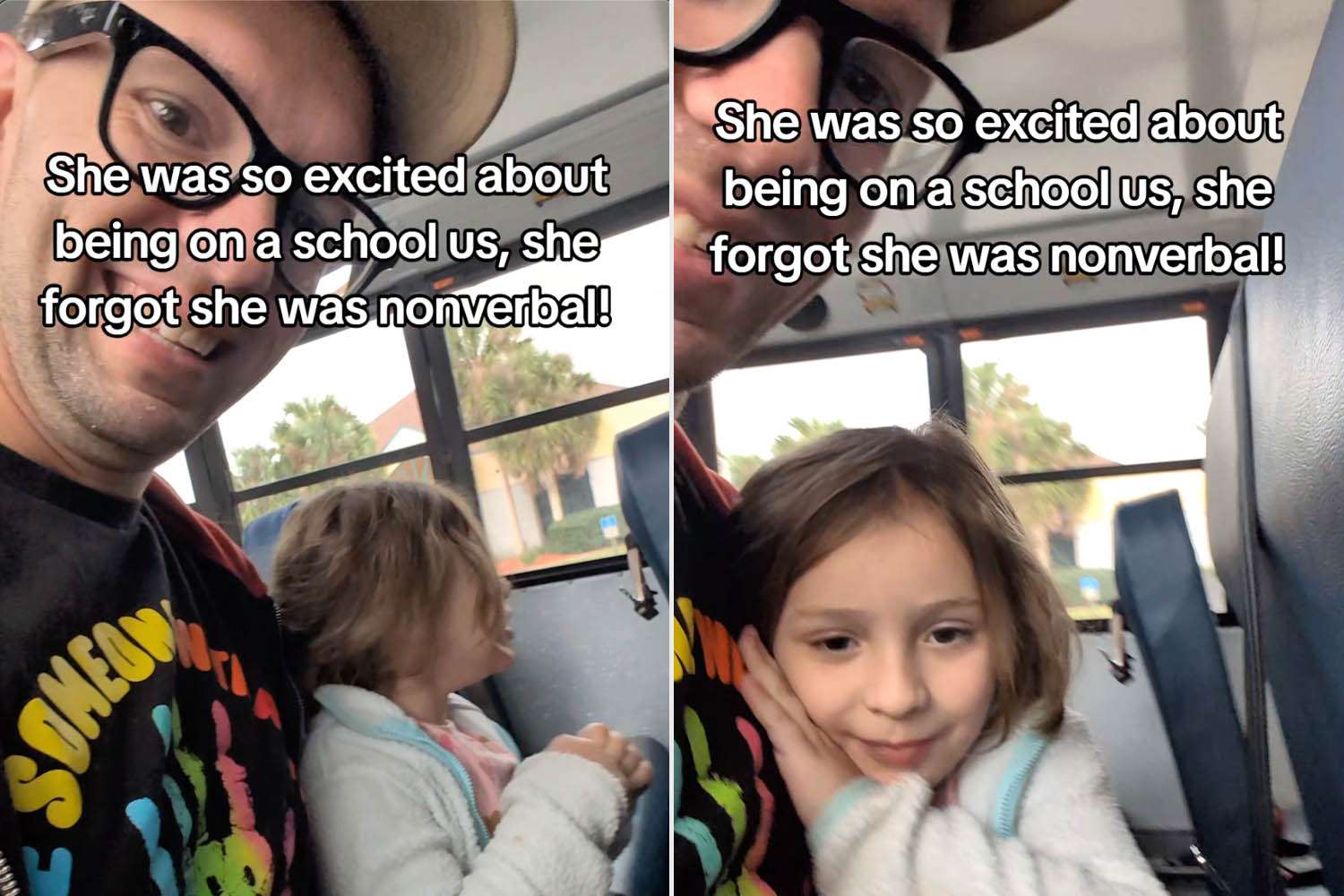 Dad films nonverbal daughter's first school bus ride. Then she does ...