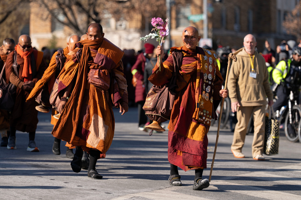 Buddhist monks' 15-week walk for peace ends in Washington, DC