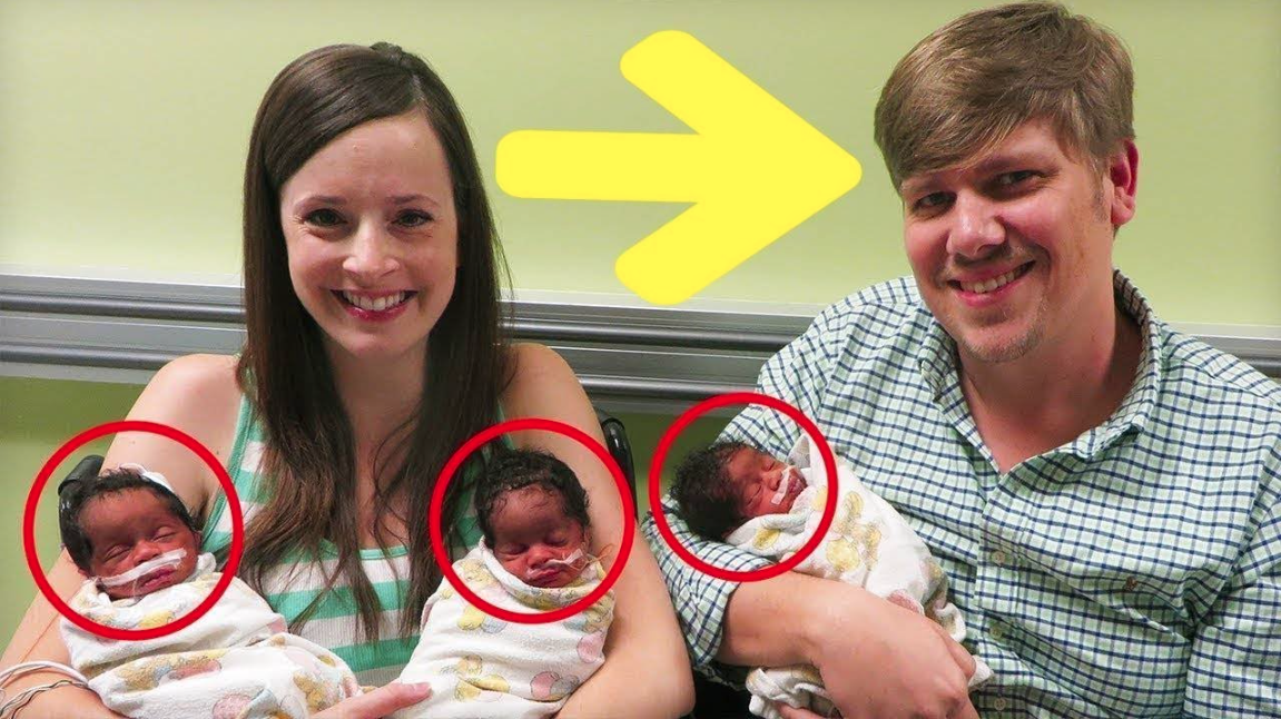 Mom delivers black triplets, dad takes closer look then bursts into tears