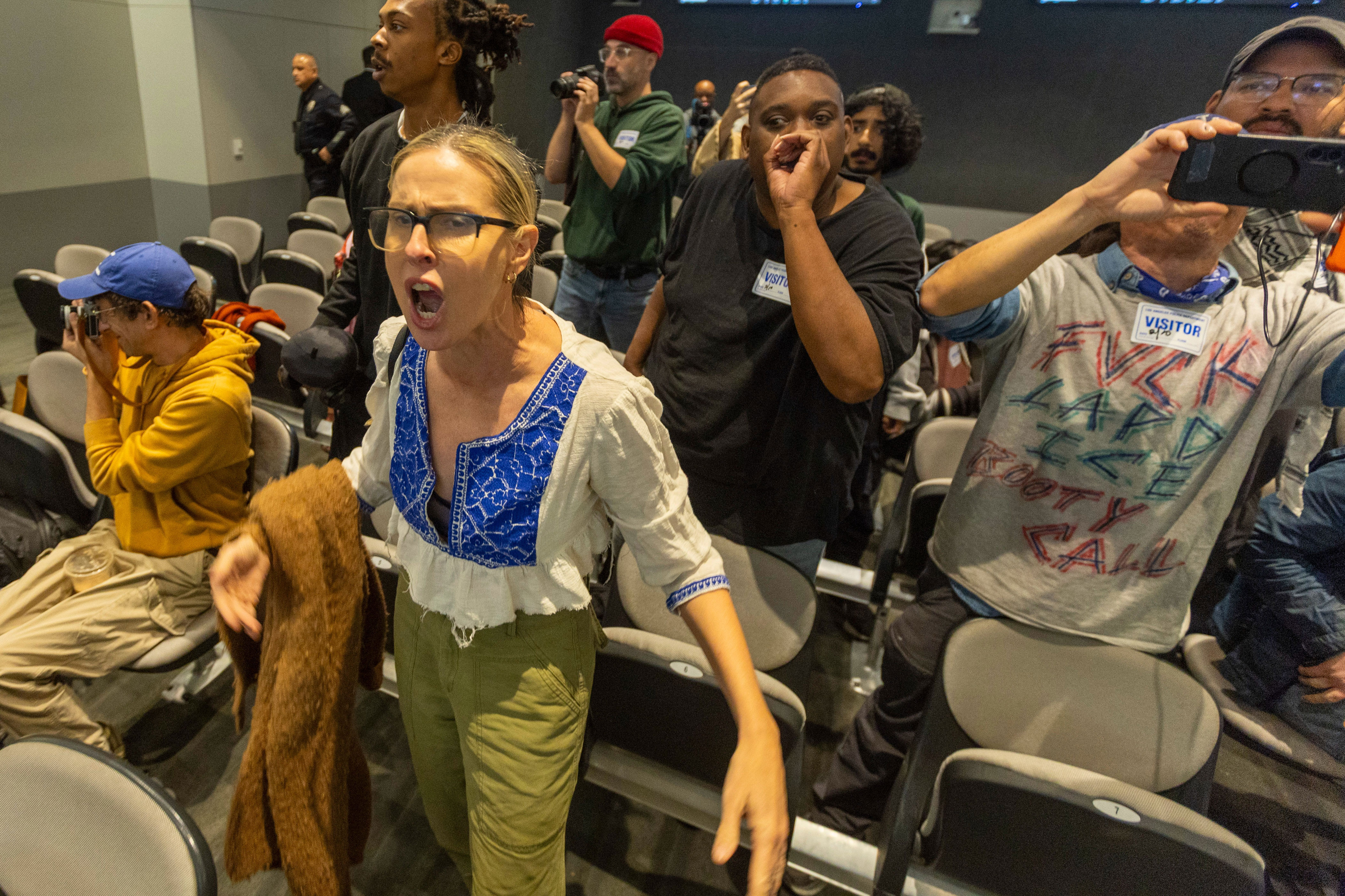 Another week of chaos as LA police commission meeting drowned out by ...
