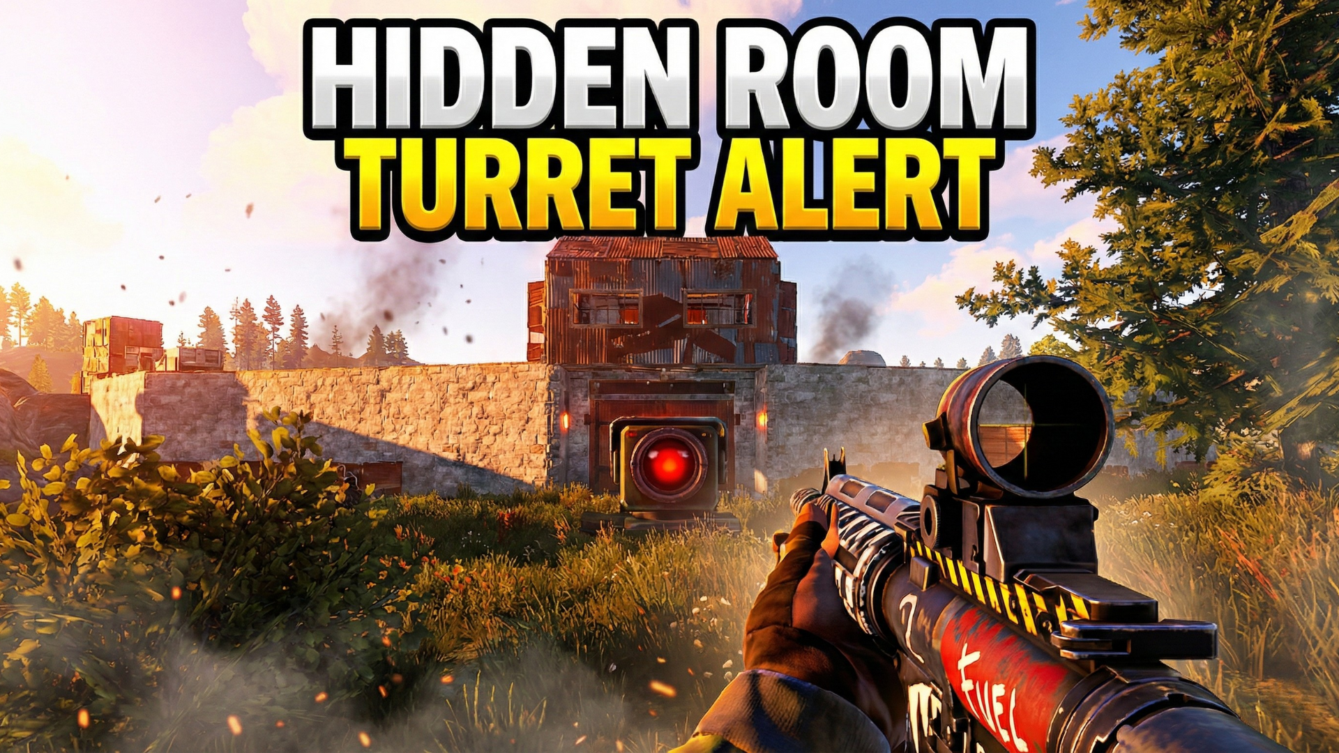 Exposing a hidden stash room on a solo raid using auto-turrets