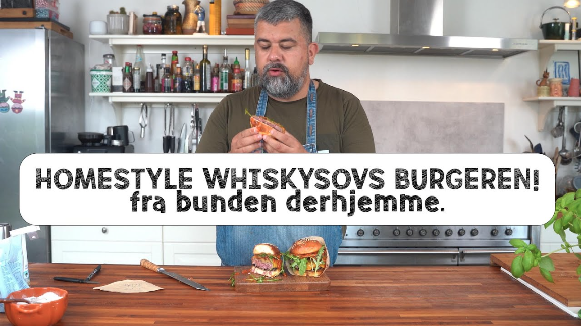 Whiskysauce homestyle burger, lavet helt fra bunden