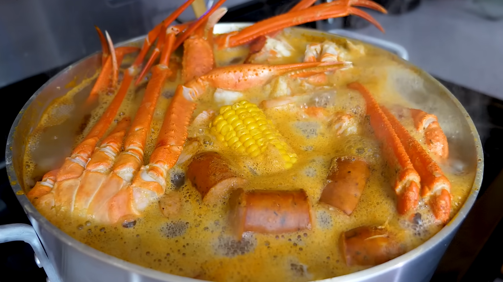 Seafood boil in a pot
