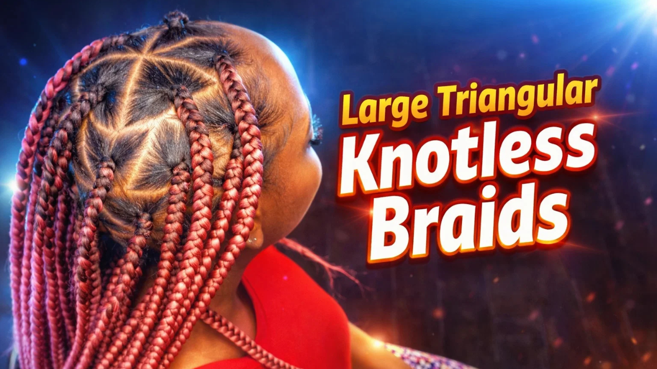 Large triangular knotless braids prep parting and step-by-step tutorial
