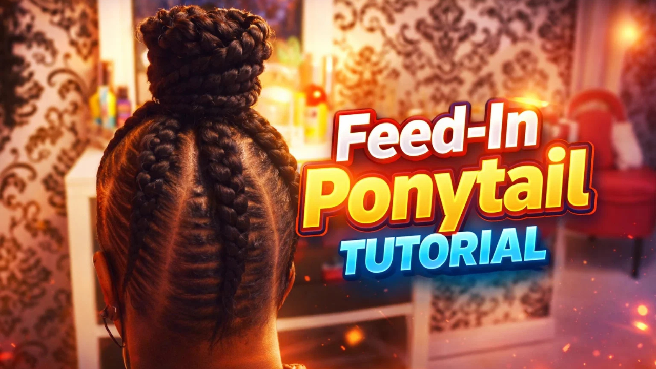 She said 6 braids going up feed-in ponytail tutorial