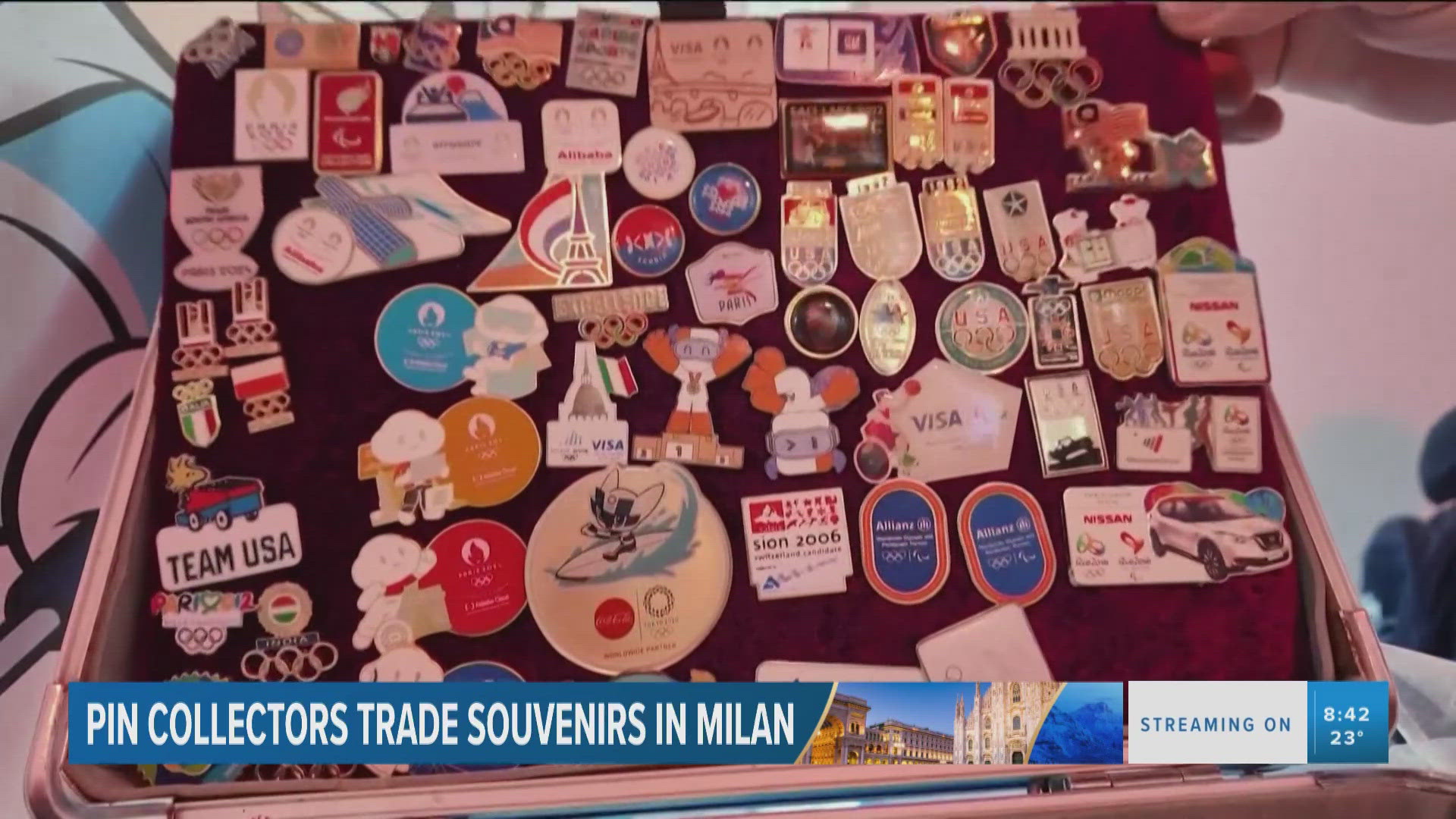 Collectors trade Olympic pins at Milan-Cortina Games