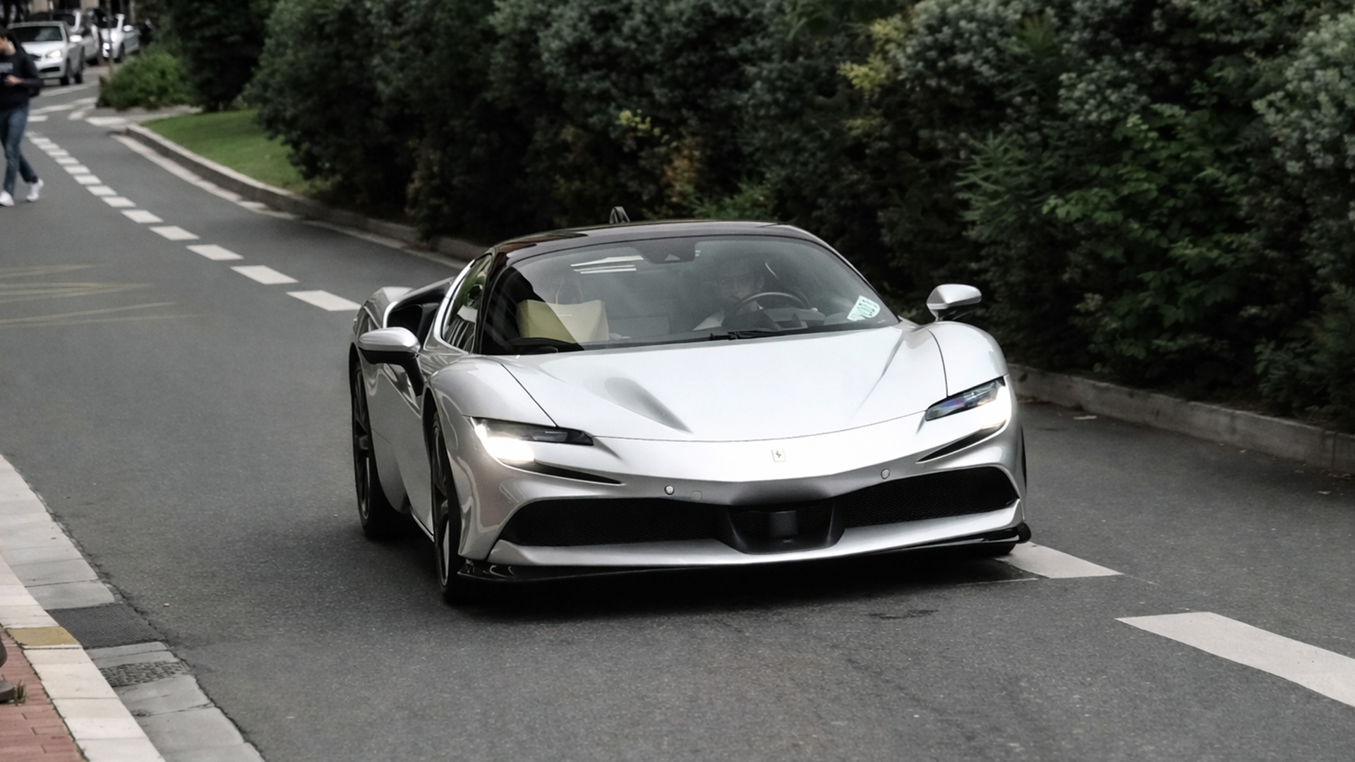 $550,000 Ferrari SF90 moving calmly in Monaco
