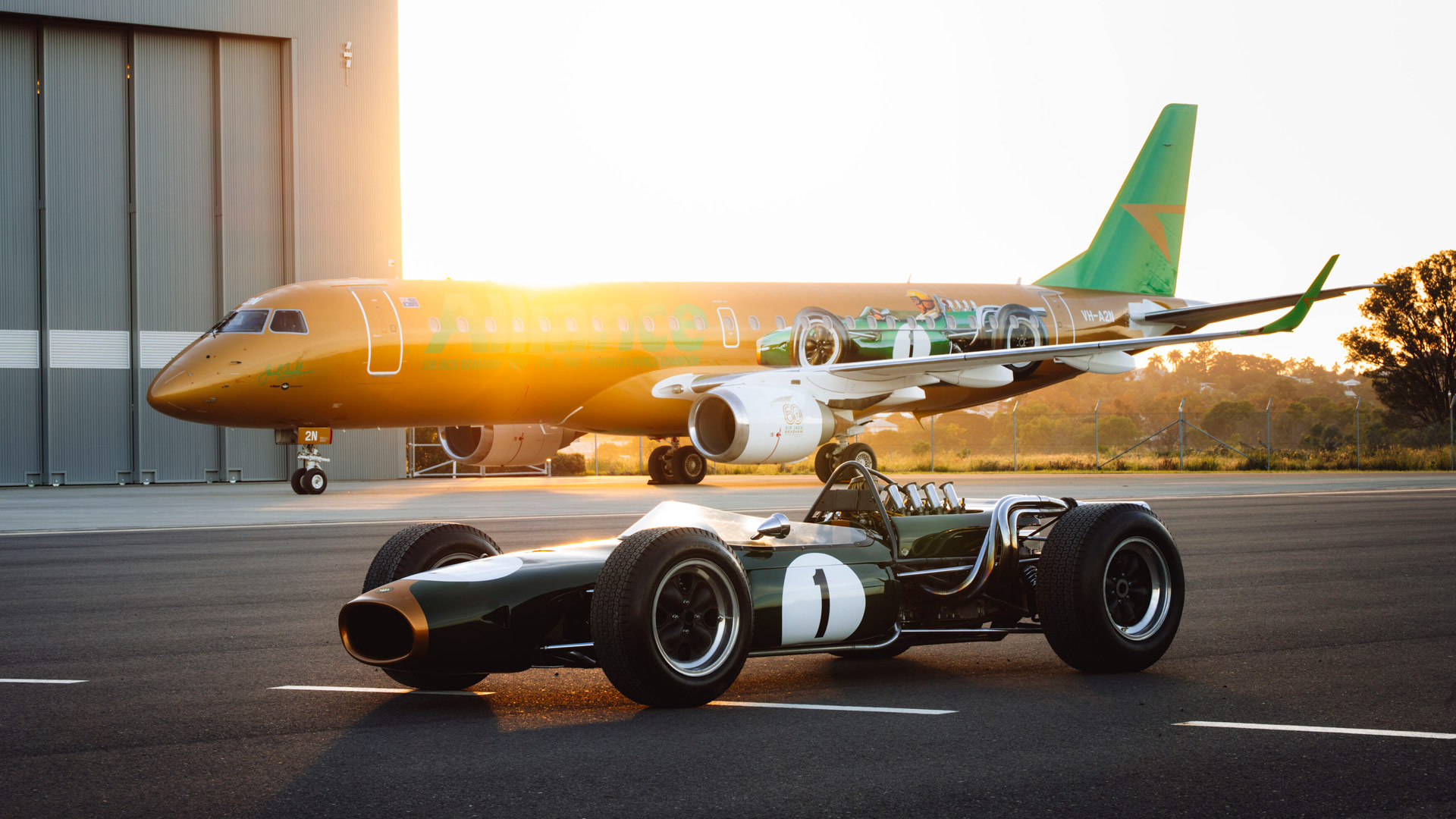 Australian airline celebrates the famous Brabham BT19 F1 car
