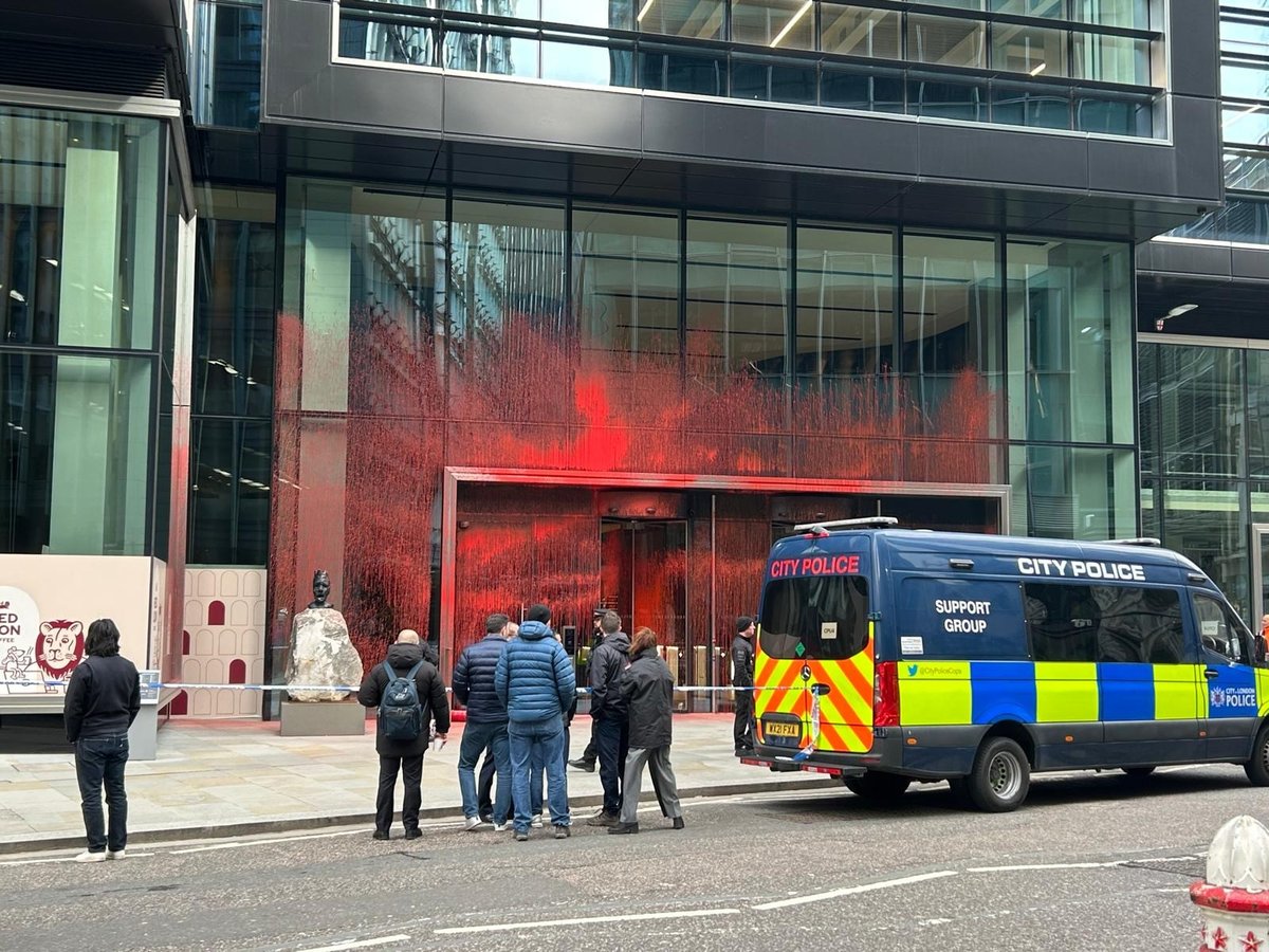 Protesters arrested after City of London building sprayed with paint