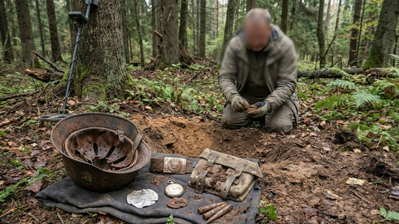 Relics recovered from the final position of a German soldier in World ...