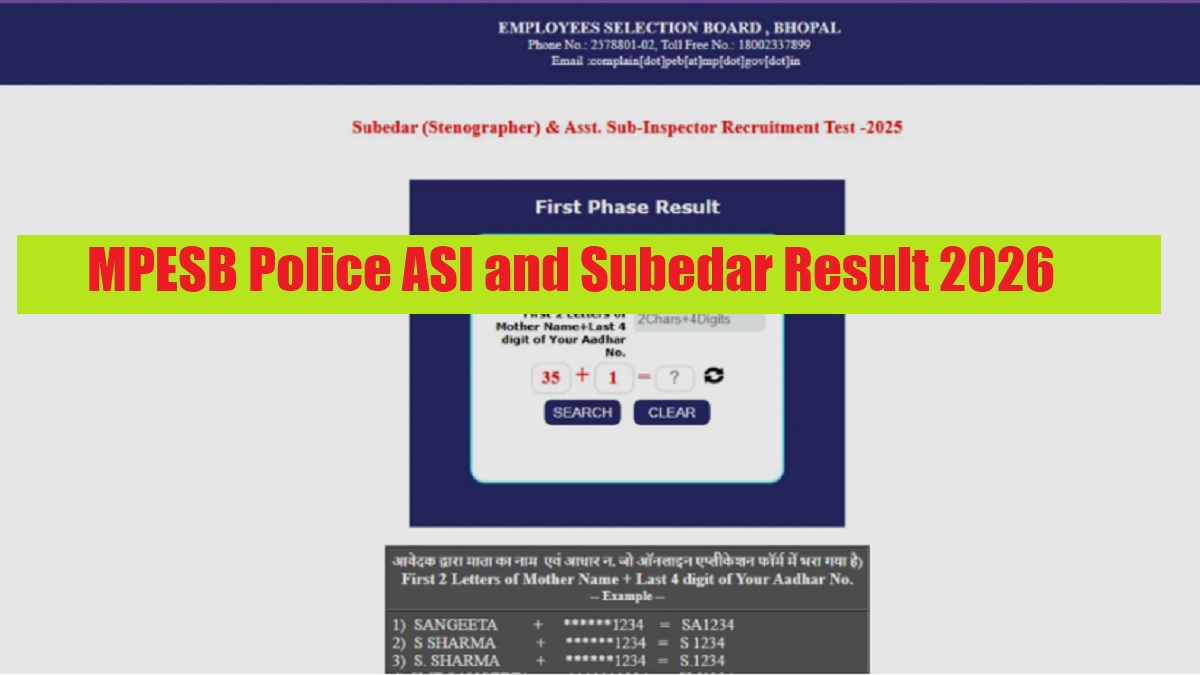 MPESB police ASI result 2026 out at esb.mp.gov.in: Check subedar result ...