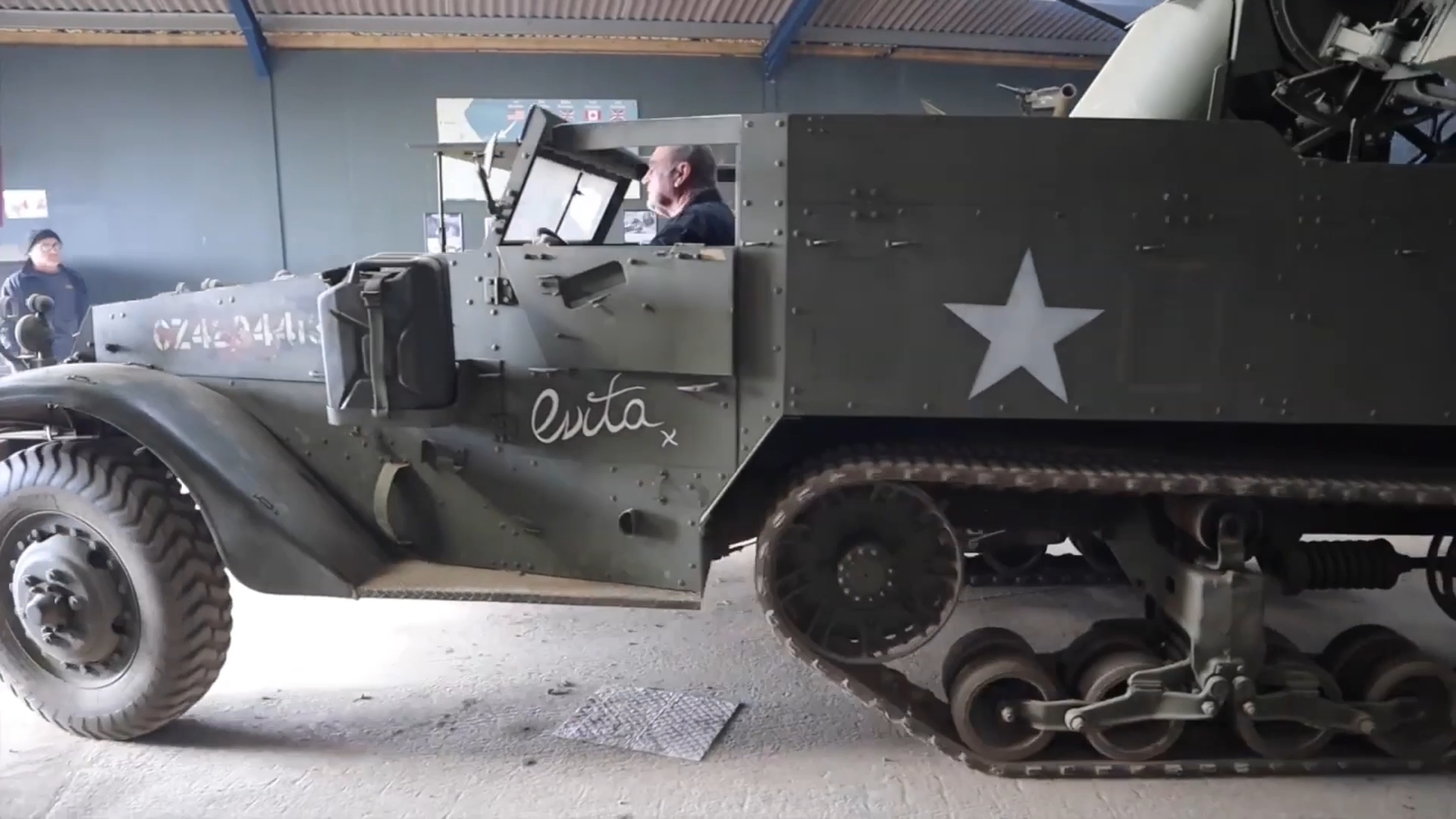 Early restoration work begins on the M16 World War II halftrack