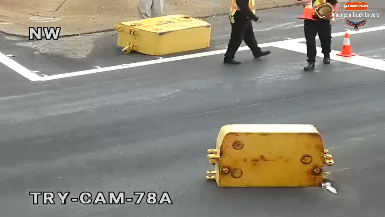 A sudden load shift nearly destroyed the truck’s cab