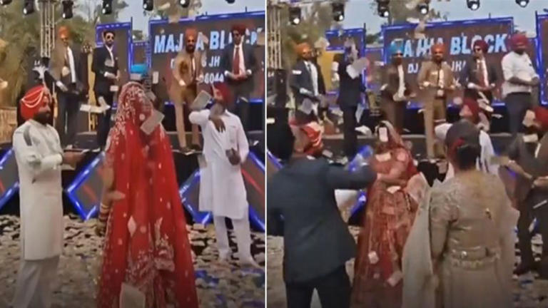 Punjab’s grand cash wedding: Viral clip shows bride showered in Rs 8.5 ...