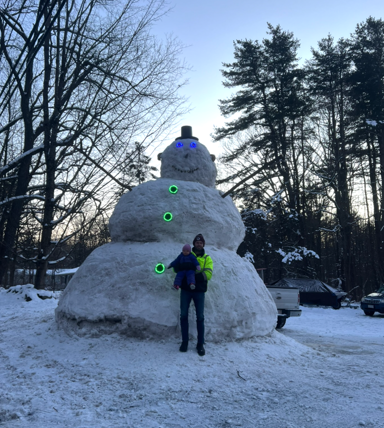 A father in Shirley built a 20-foot snowman for his daughter