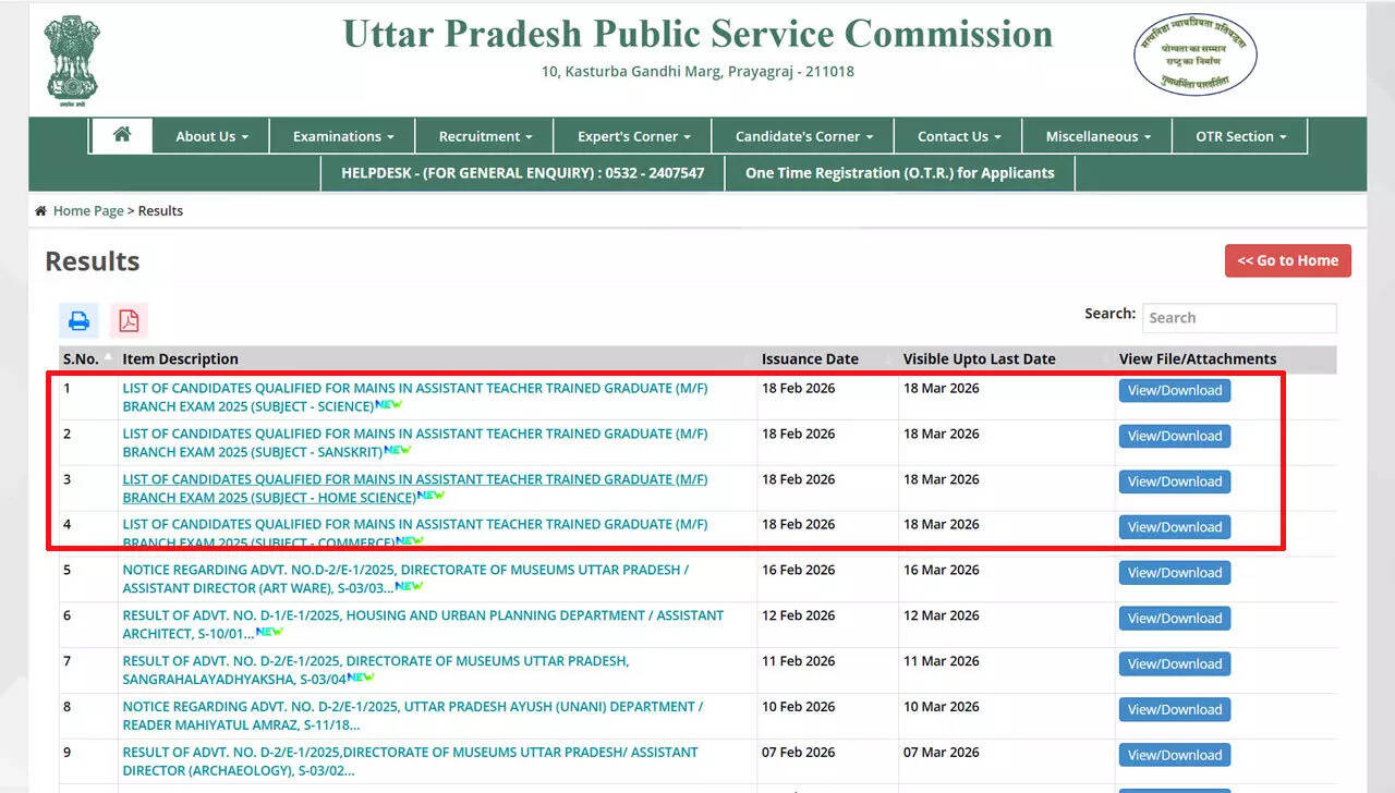 UPPSC LT Grade result 2025 declared for science, home science, commerce ...