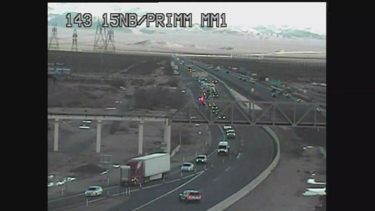 Southbound I-15 reopens at Primm after closure for California snowfall