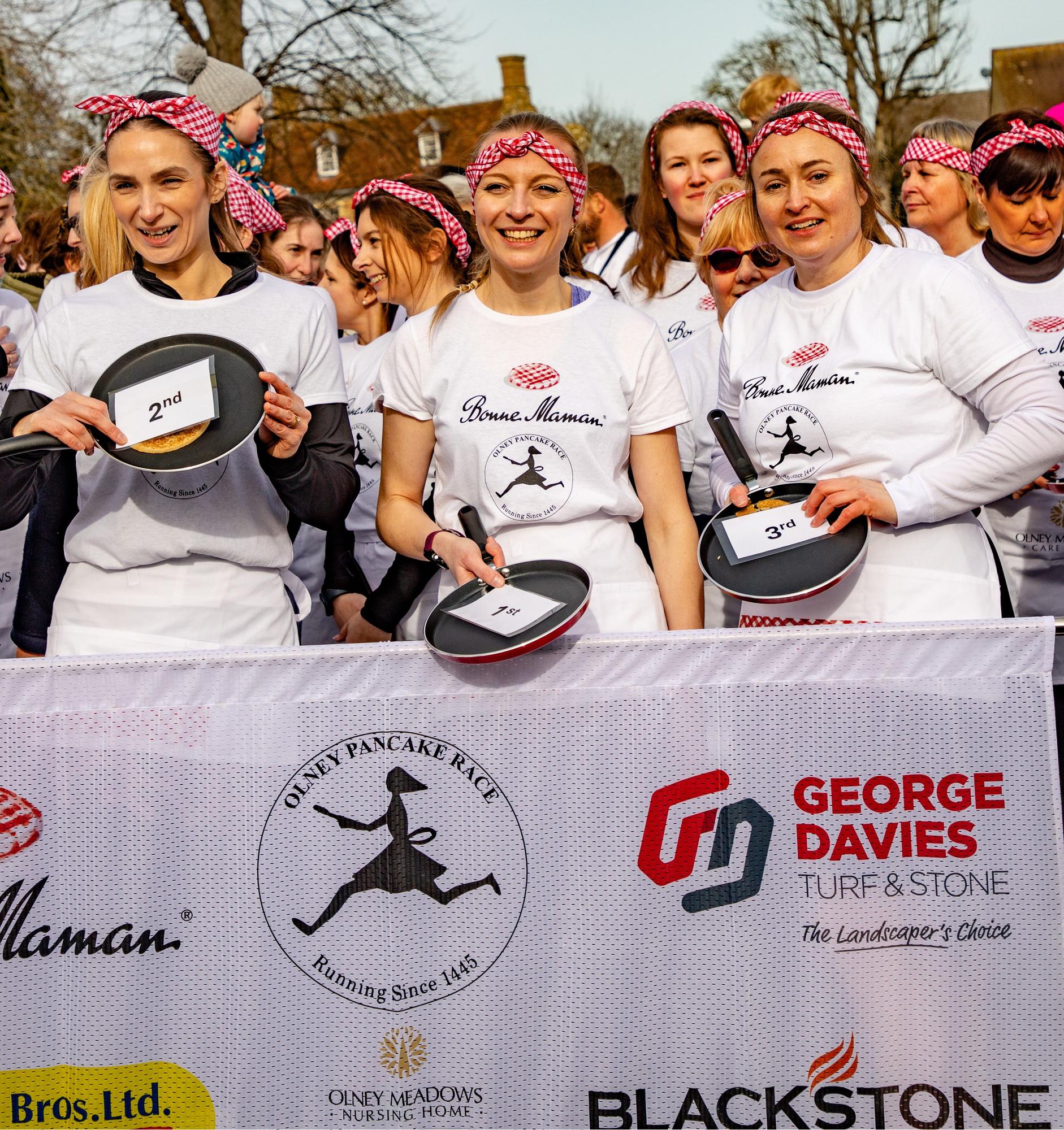 Eloise Kramer wins the Olney pancake race for the third time!
