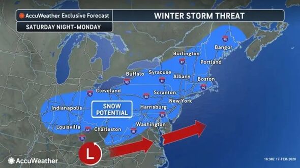 'Blockbuster snowfall' in Nor'easter storm mapped with exact date it ...