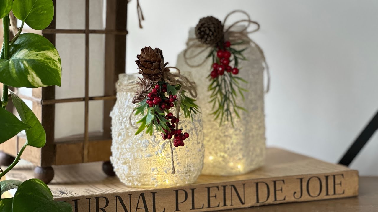 Potes de conserva decorados, como fazer neve artificial