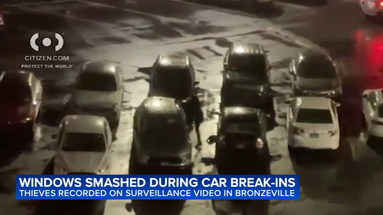 Video shows burglars smash car windows at Bronzeville apartment parking lot
