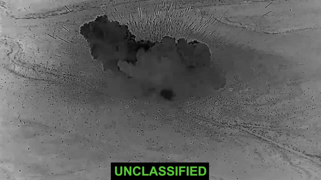 Footage of US airstrikes on ISIS targets in central Syria