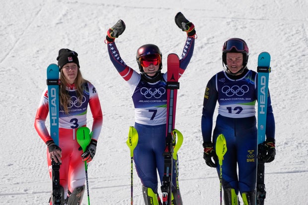 US star Mikaela Shiffrin wins gold in women's slalom, breaking Olympic ...