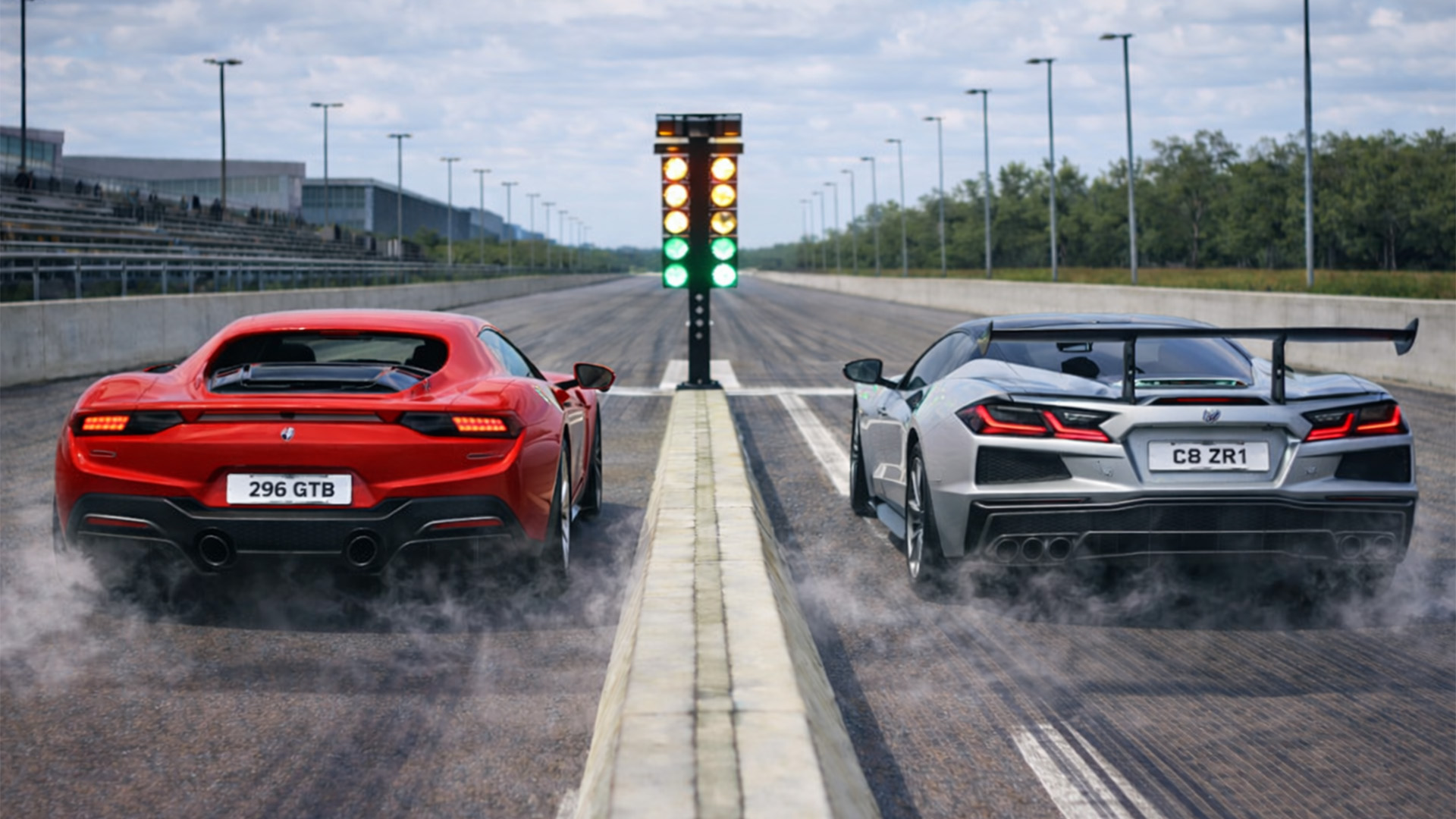 Ferrari 296 GTB vs Chevrolet Corvette C8 ZR1 drag race