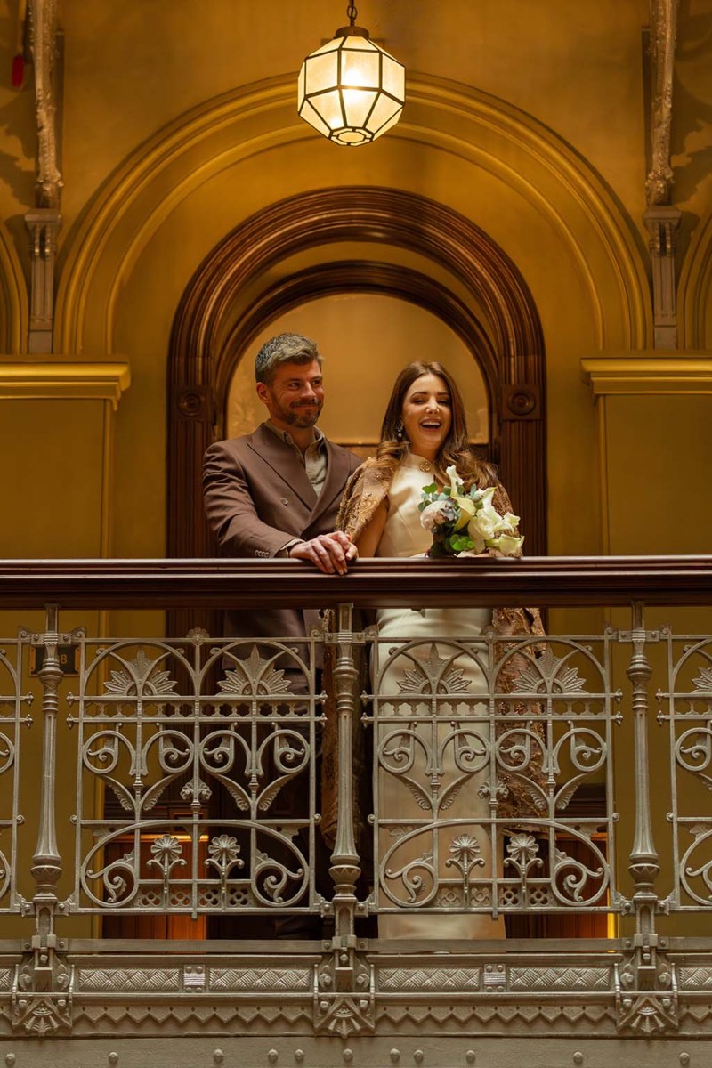 The dress: Grace Cahill's city chic bridal look was effortlessly her own