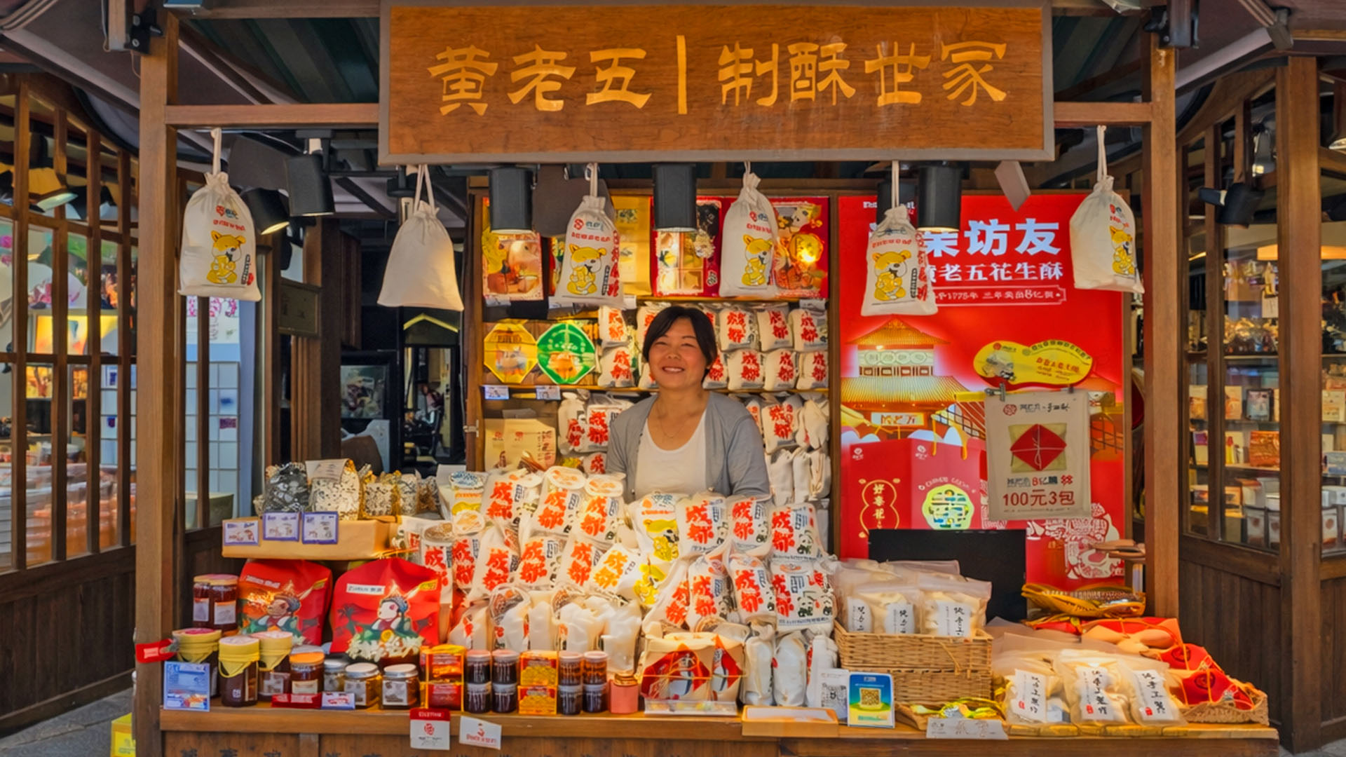 Lokala smaker från en traditionell butik i Kina