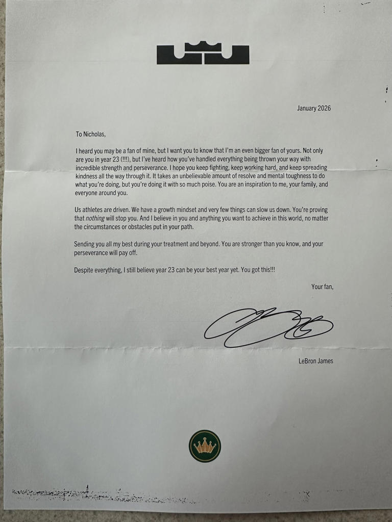 LeBron’s encouraging letter uplifts 23-year-old Wadsworth cancer fighter