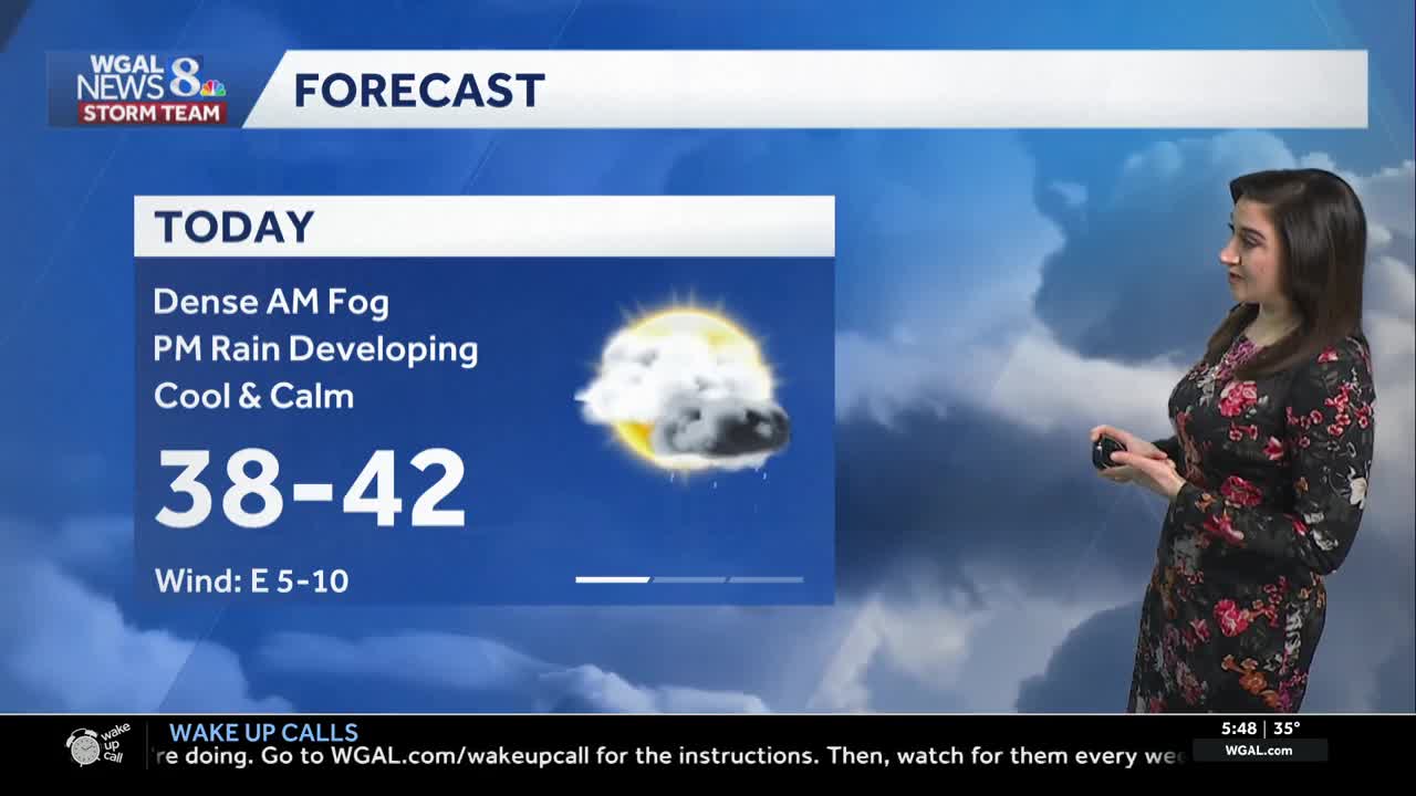 Dense morning fog, rain returns this evening in south-central Pennsylvania