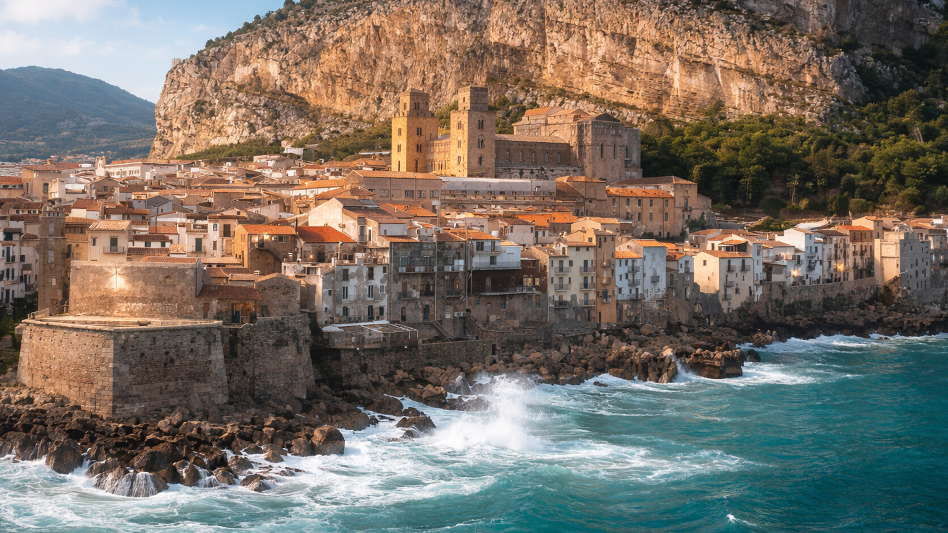 A town trapped between cliff and sea