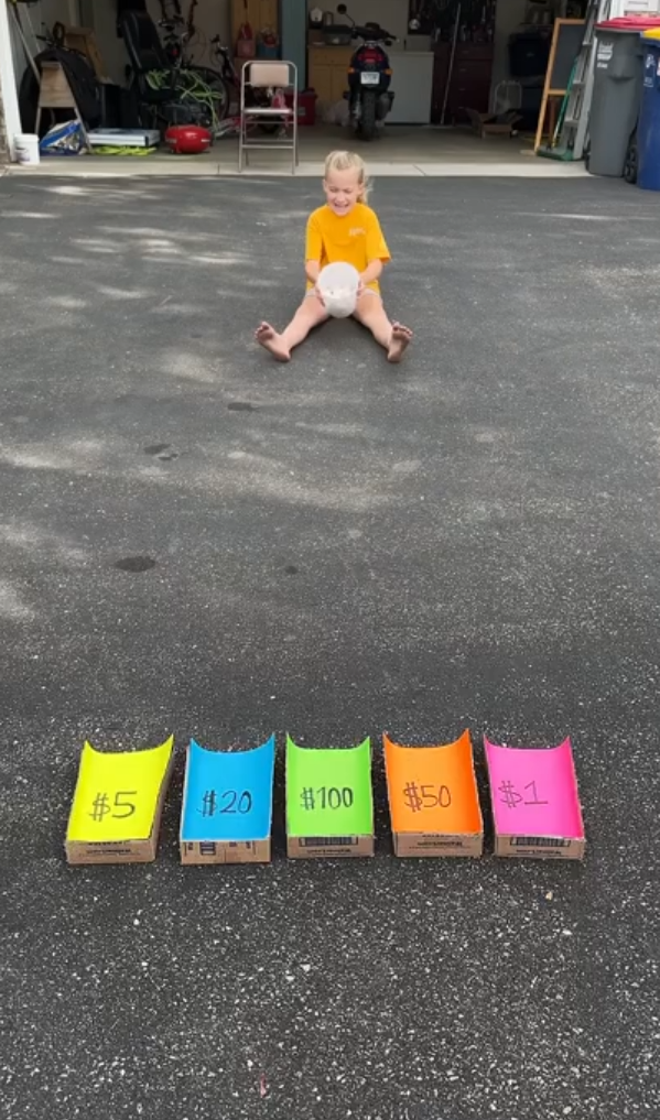 Driveway ball roll family challenge fun