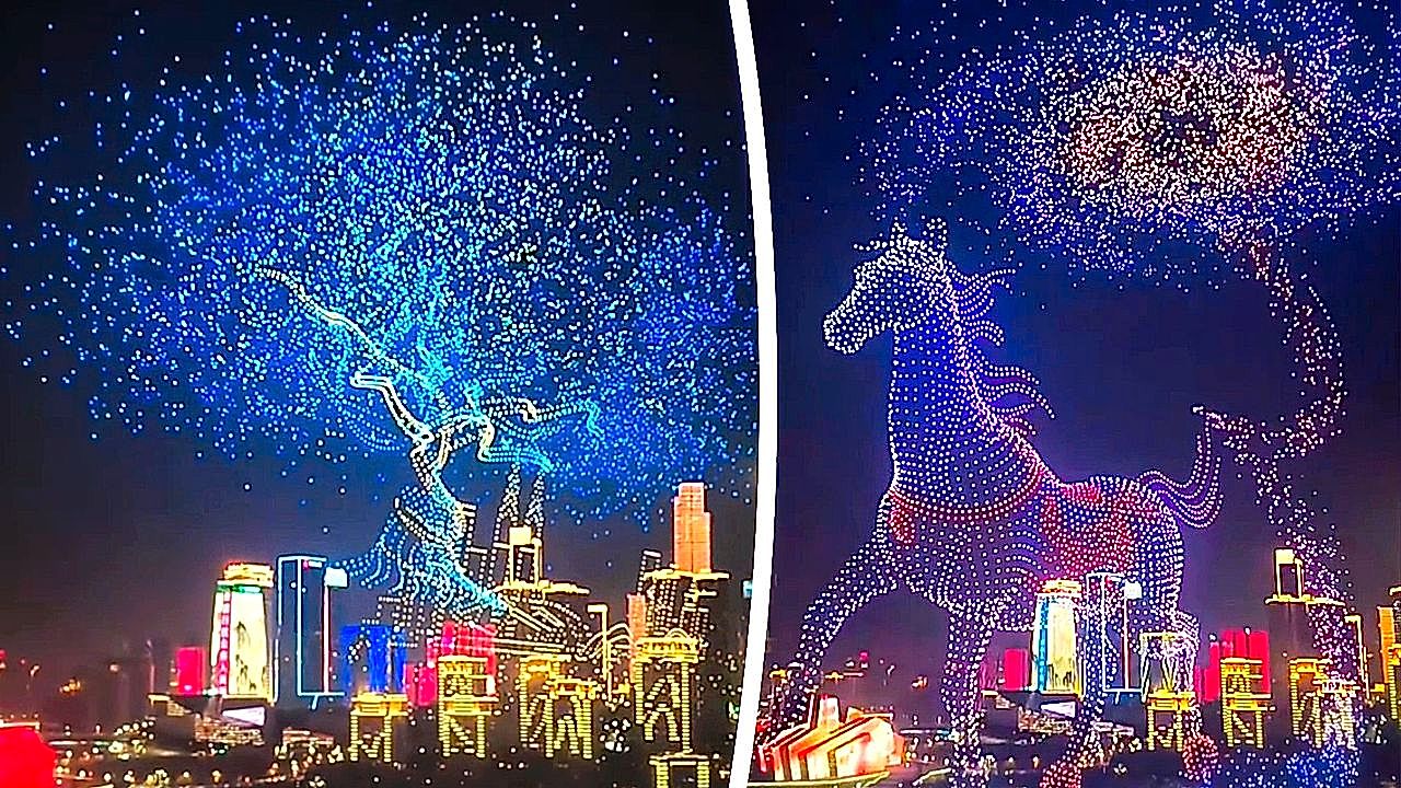 10 000 drones transforman el cielo nocturno en un espectáculo por el ...