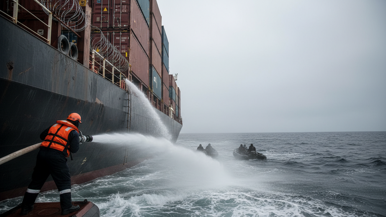 Why most cargo ships fight pirates with water instead of guns