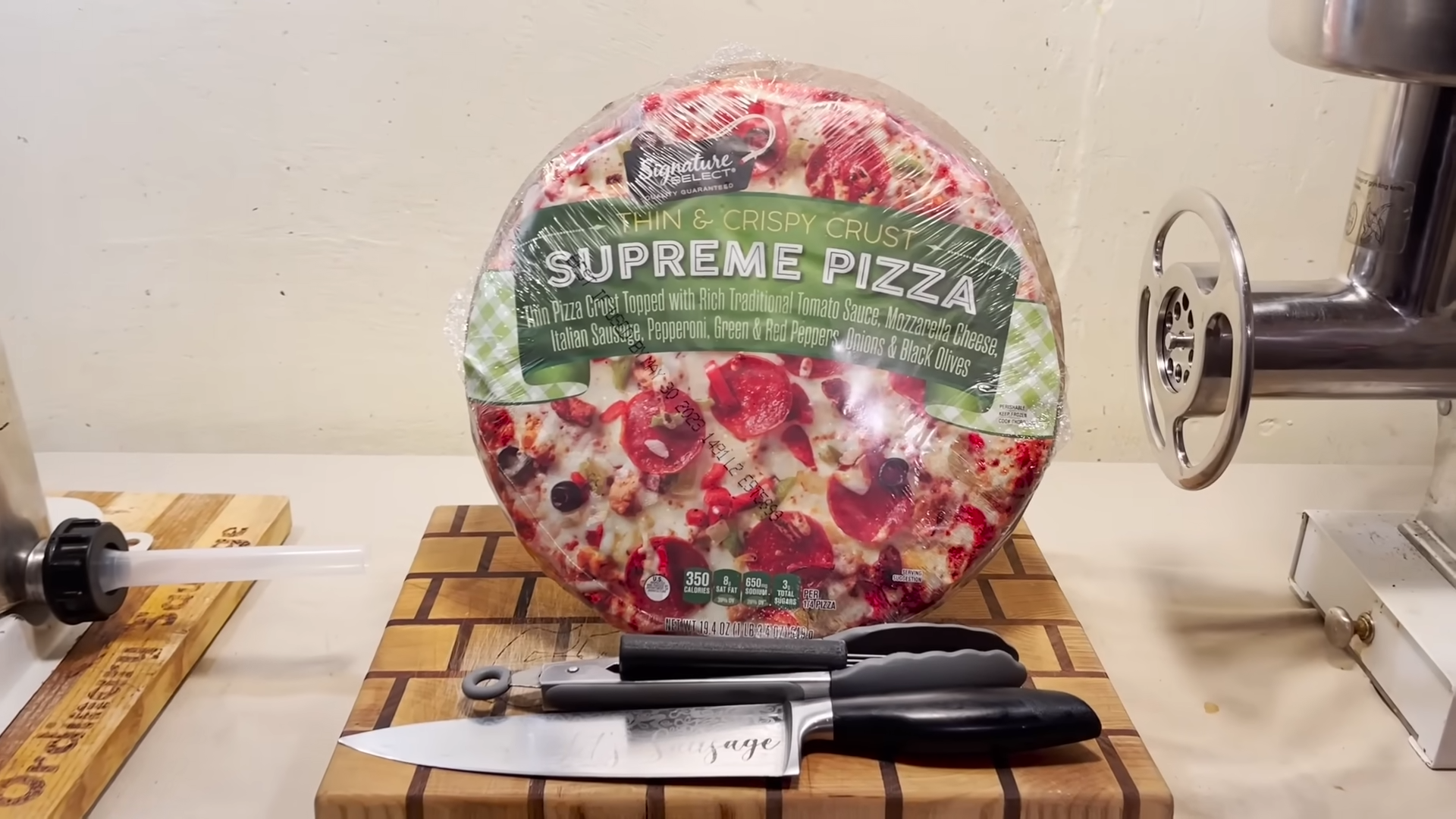 The cheapest frozen pizza at my grocery store sausage