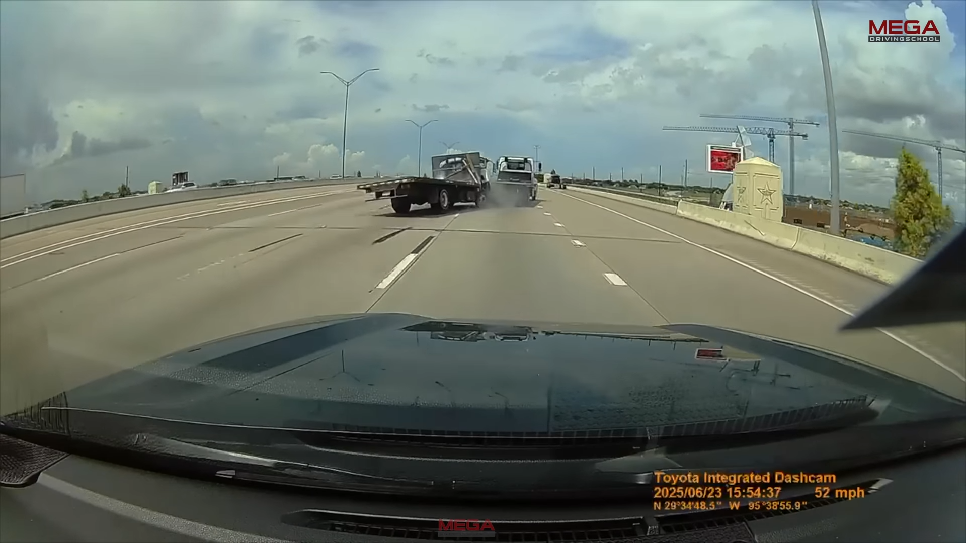Bad lane change causes a big crash on the highway