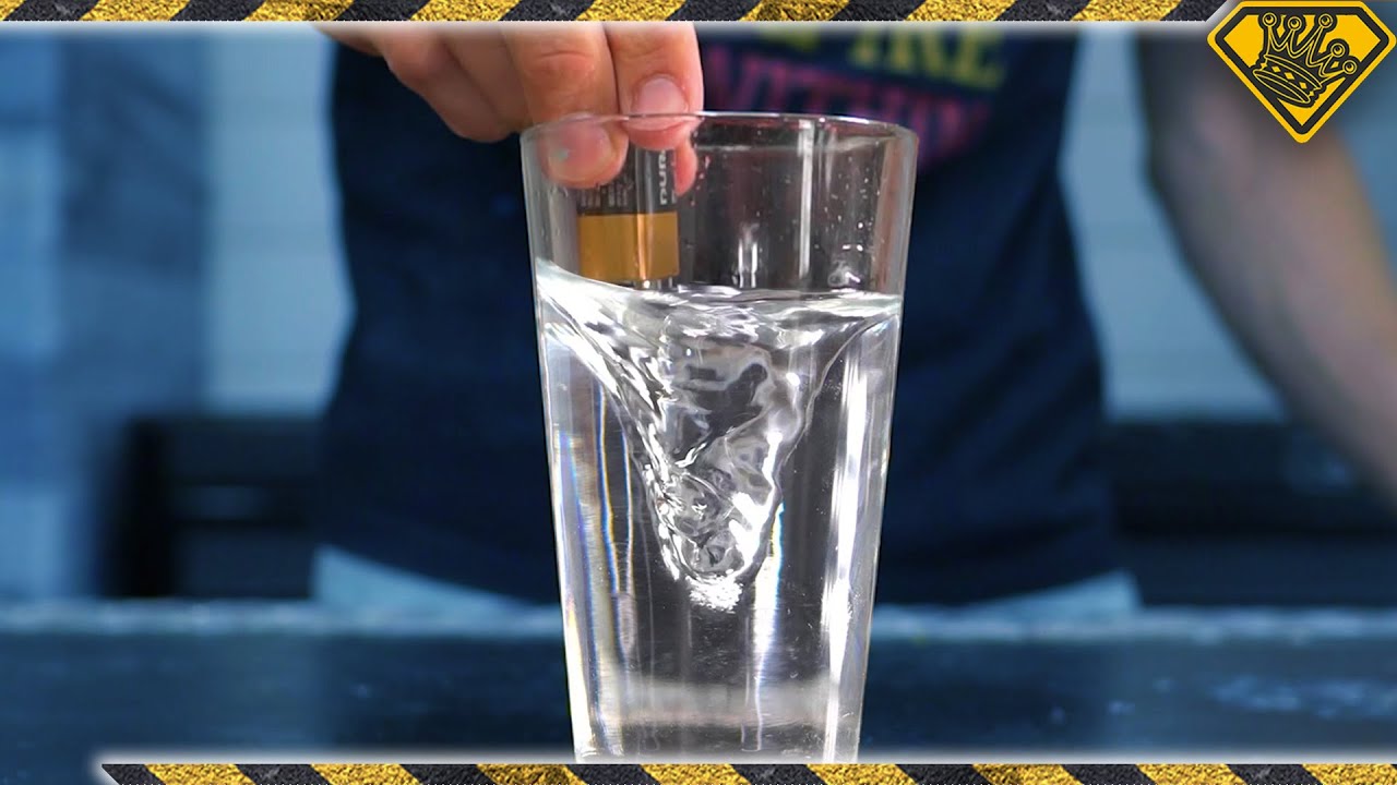 Creating a vortex with water and a 9V battery