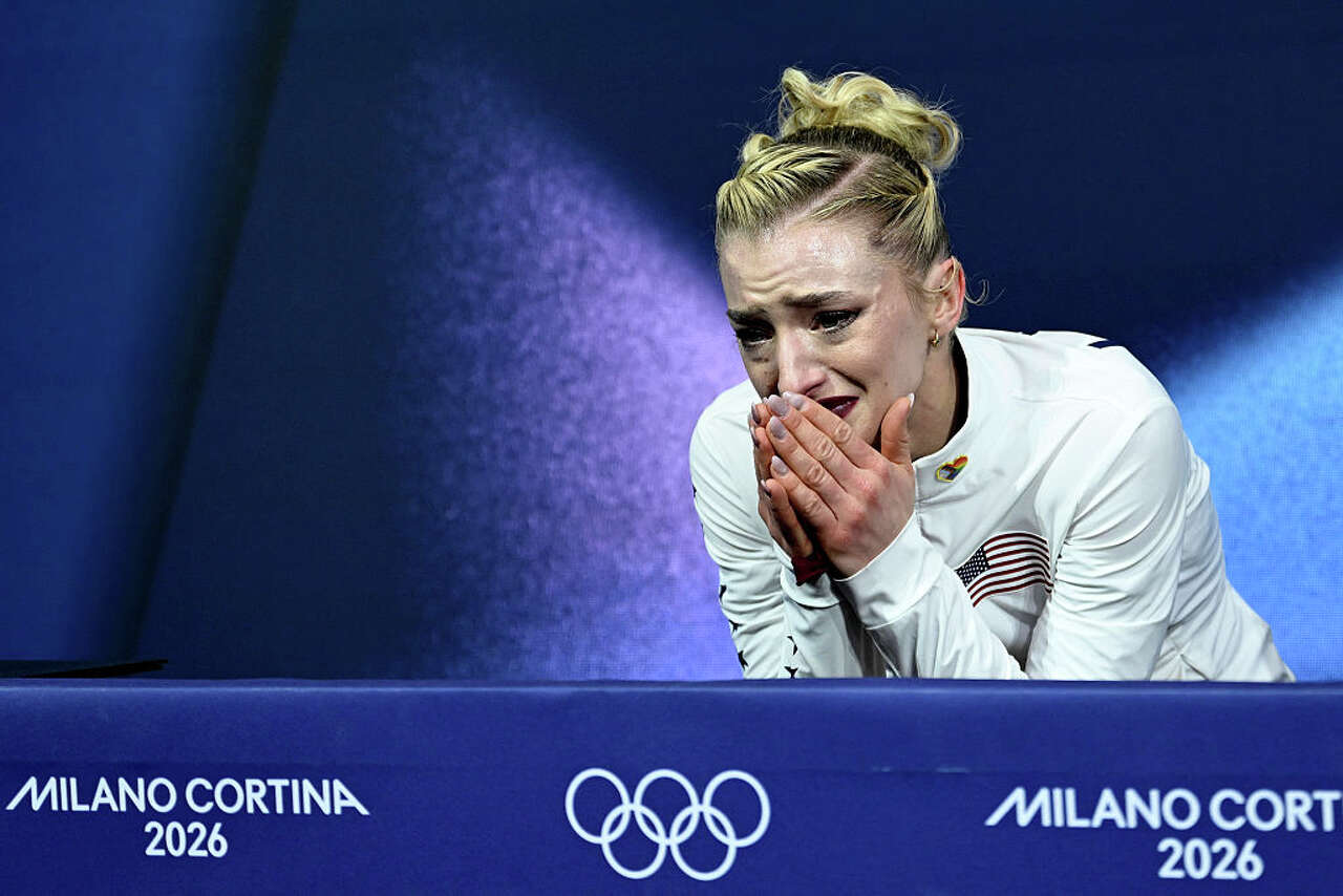 Texas figure skater Amber Glenn reacts to disappointing Olympic skate ...