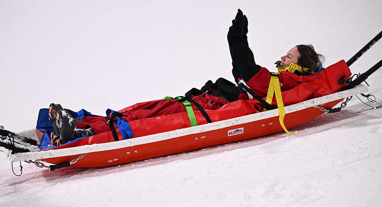 Canadian freestyle skier Cassie Sharpe taken off in sled after scary ...