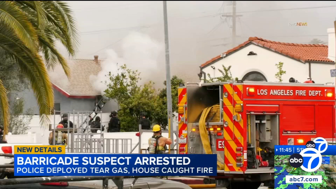 Police deploy tear gas, house catches fire at end of Pacoima barricade