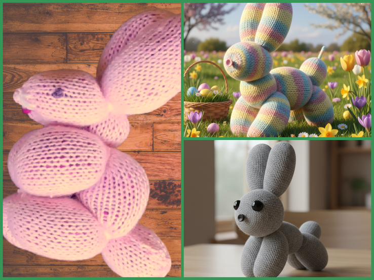Süßer Osterhase aus Wolle: Schlauch stricken, knoten, fertig