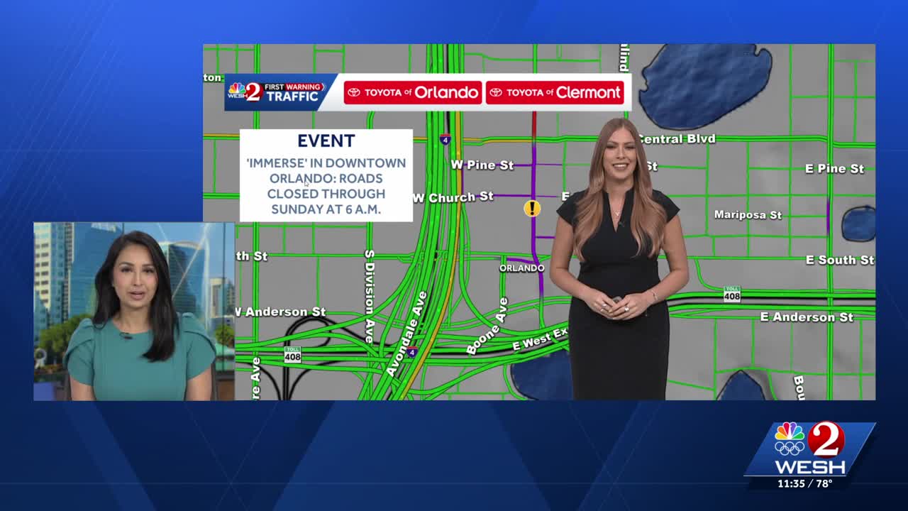 Road closures in downtown Orlando for Immerse 2026 festival